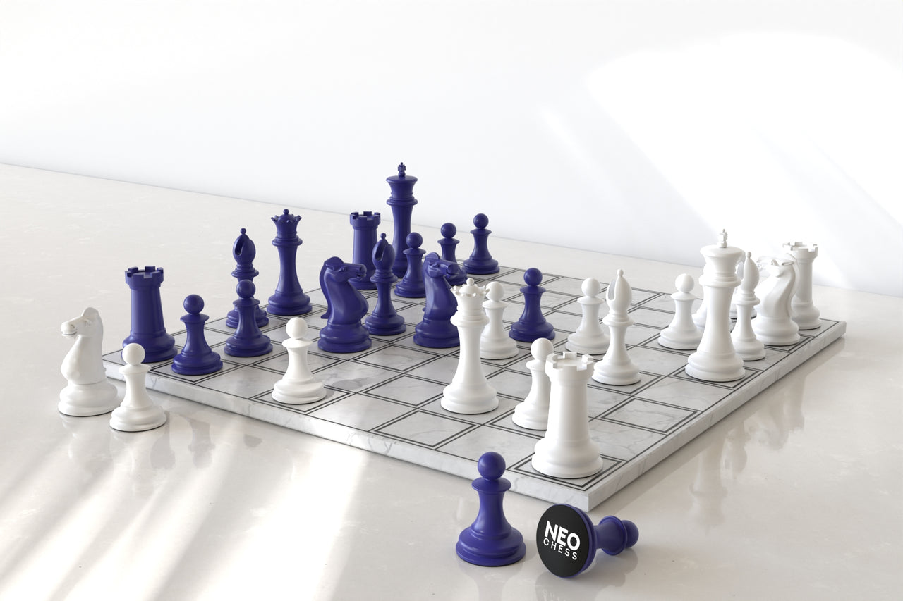 Neochess Steel Series: Blue vs. White - Luxury Chess Set