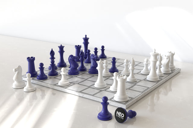 Neochess Steel Series: Blue vs. White - Luxury Chess Set