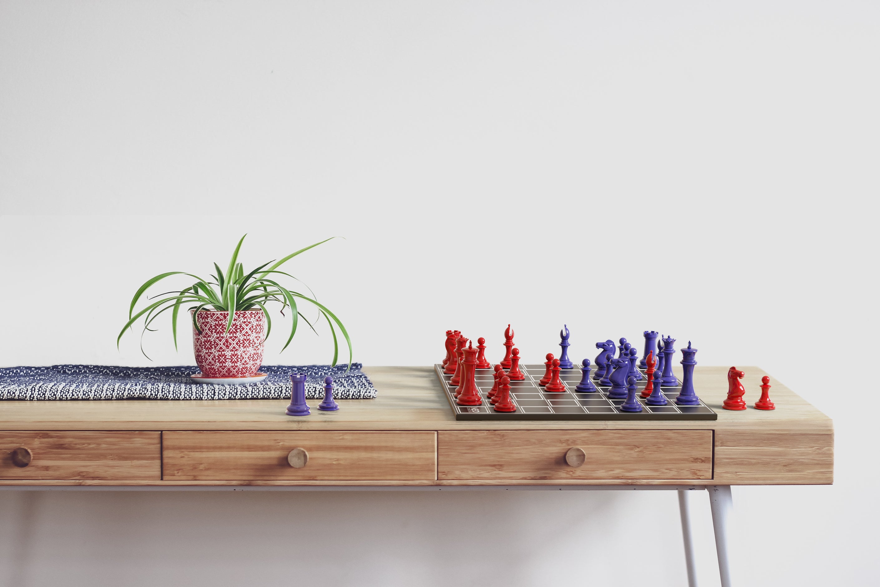 Neochess Steel Series: Blue vs. Red - Luxury Chess Set