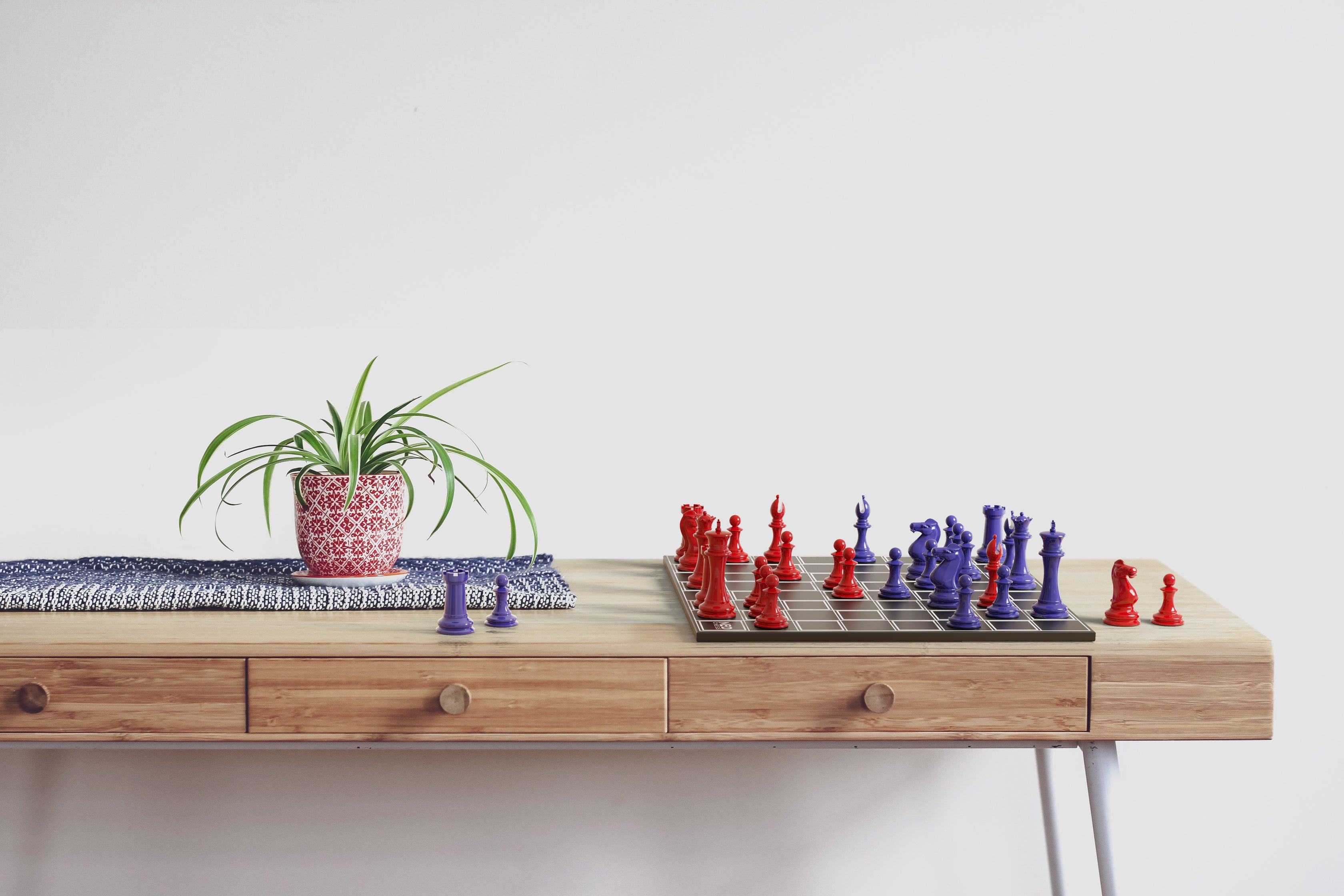 Neochess Steel Series: Blue vs. Red - Luxury Chess Set