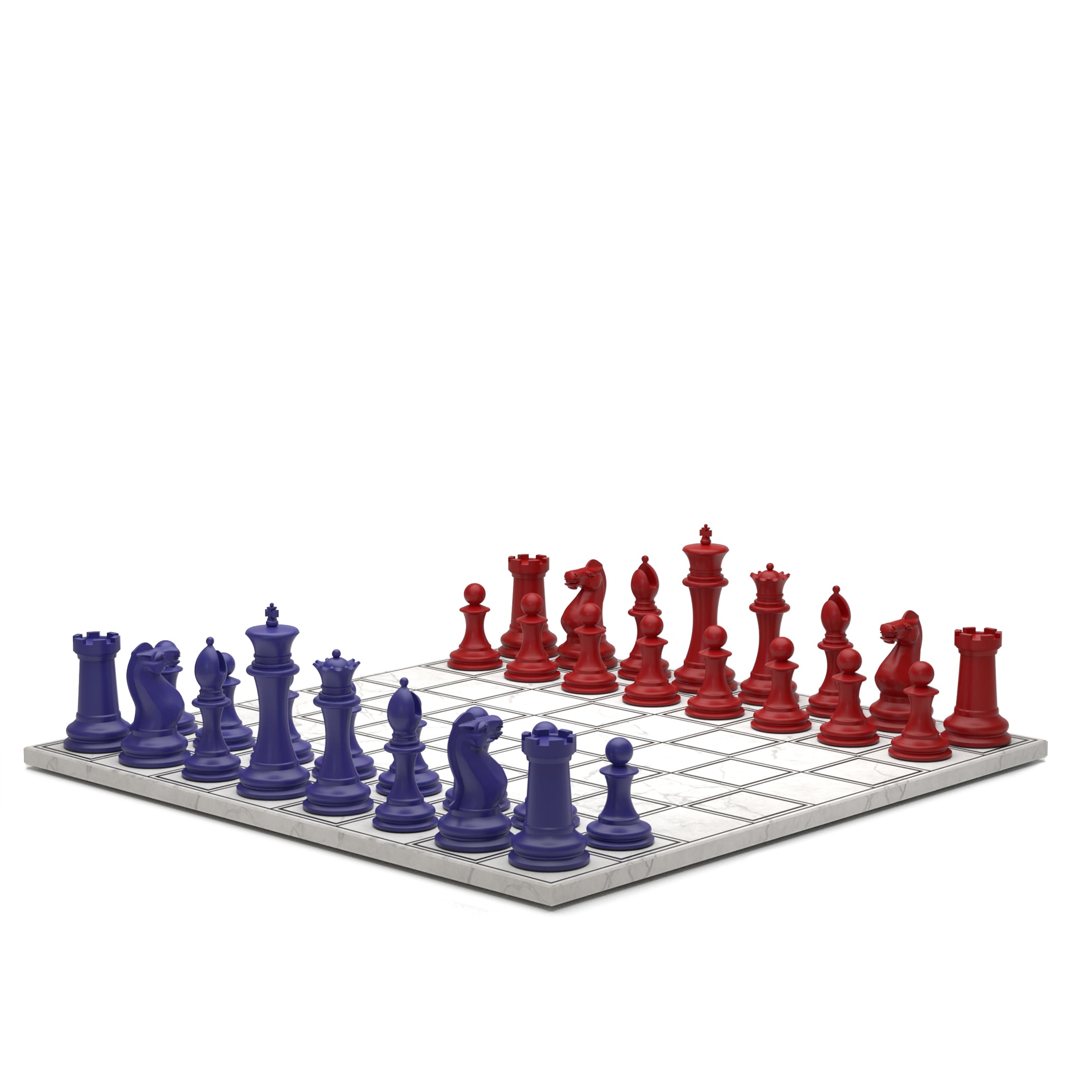 Neochess Steel Series: Blue vs. Red - Luxury Chess Set
