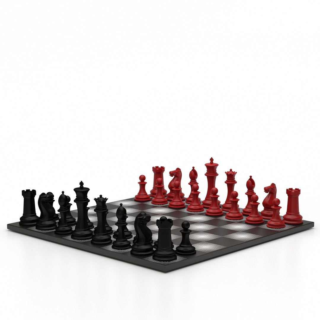 Neochess Steel Series: Red vs. Black - Luxury Chess Set