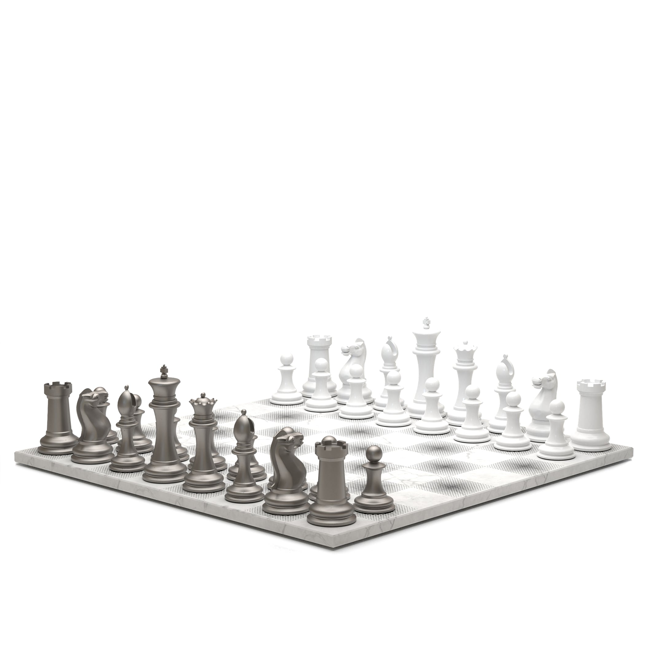 Neochess Steel Series: White vs. Silver - Luxury Chess Set