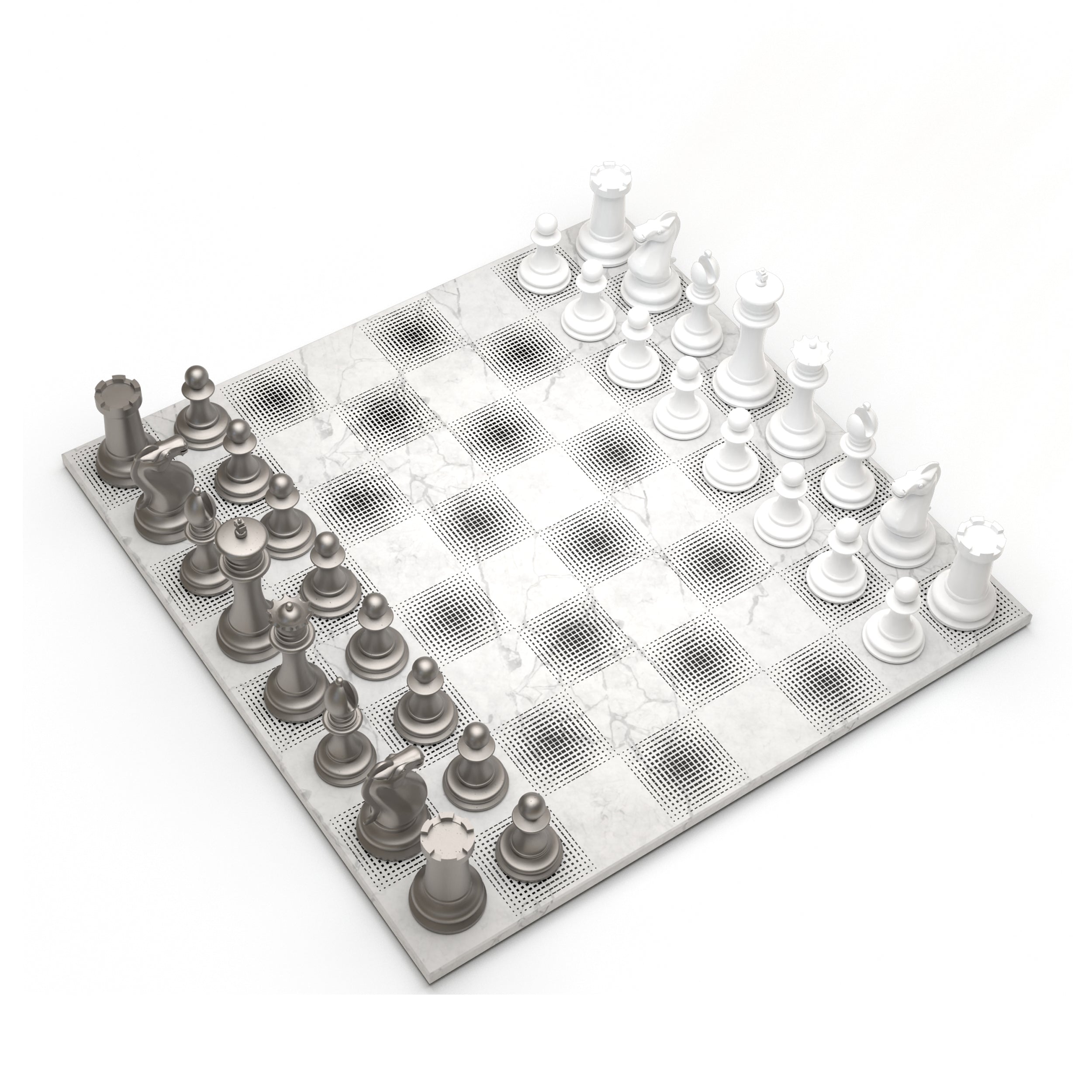 Neochess Steel Series: White vs. Silver - Luxury Chess Set