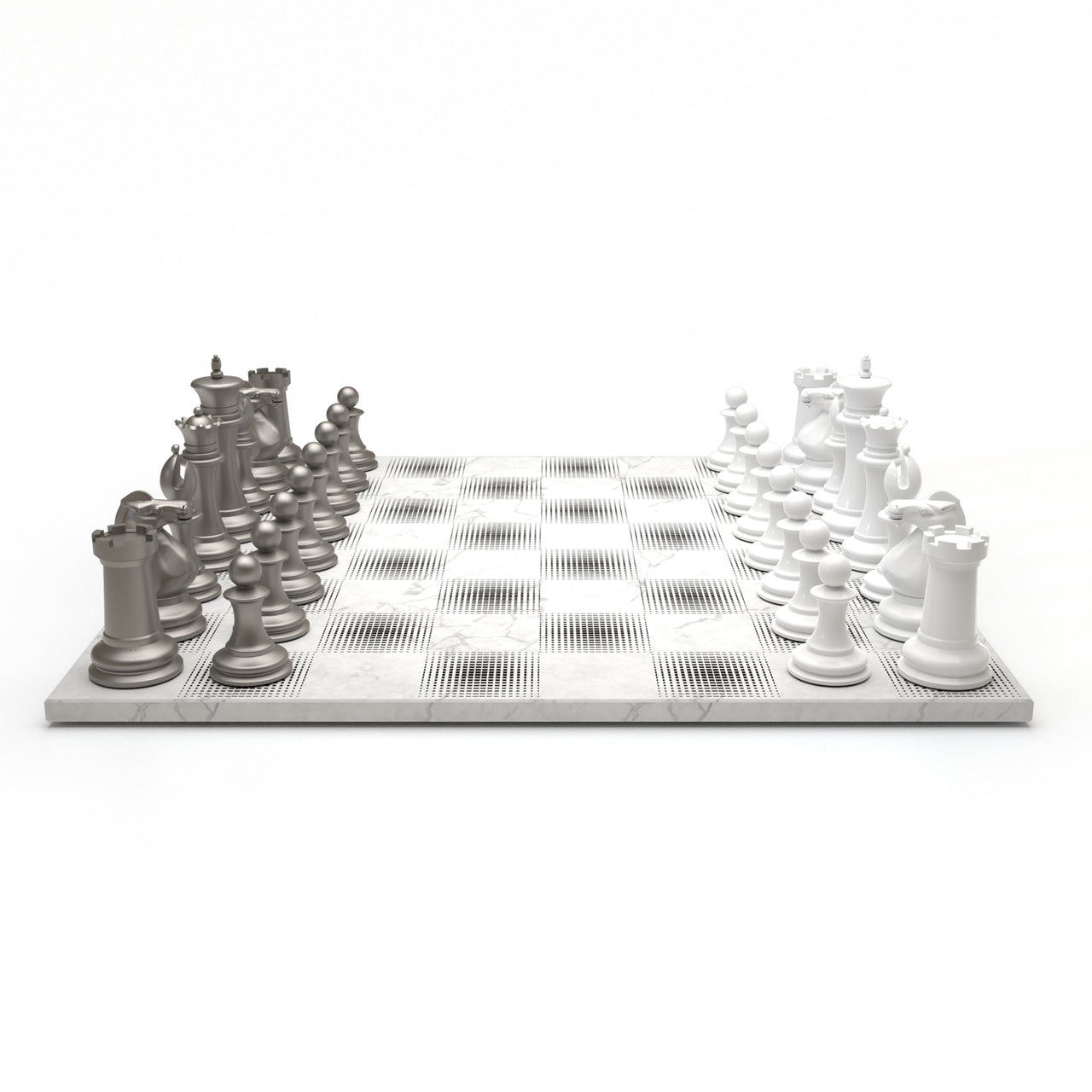 Neochess Steel Series: White vs. Silver - Luxury Chess Set