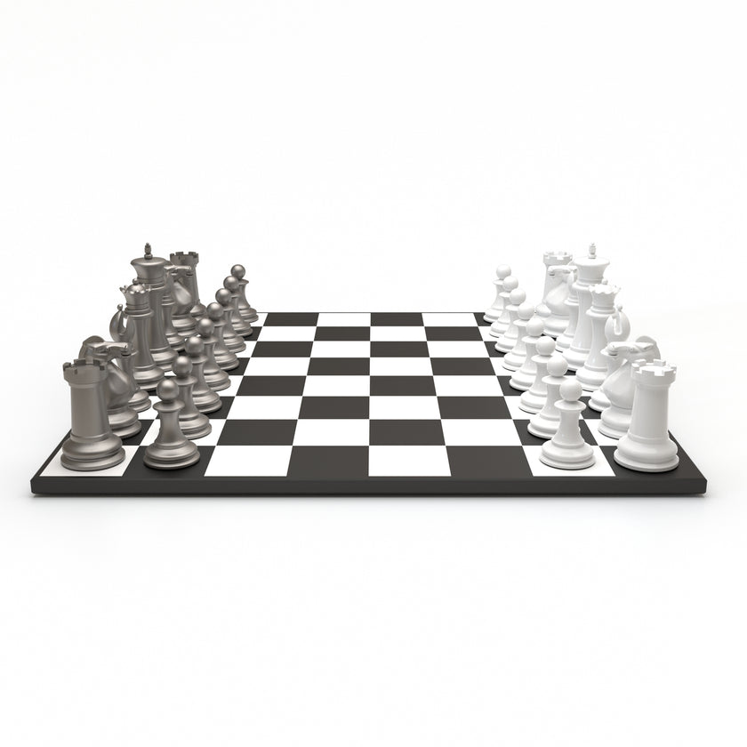Neochess Steel Series: White vs. Silver - Luxury Chess Set