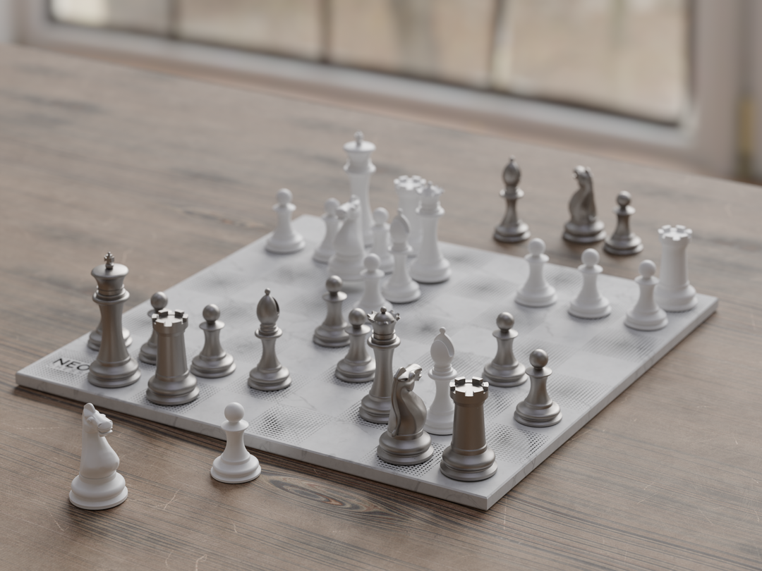 Neochess Steel Series: White vs. Silver - Luxury Chess Set