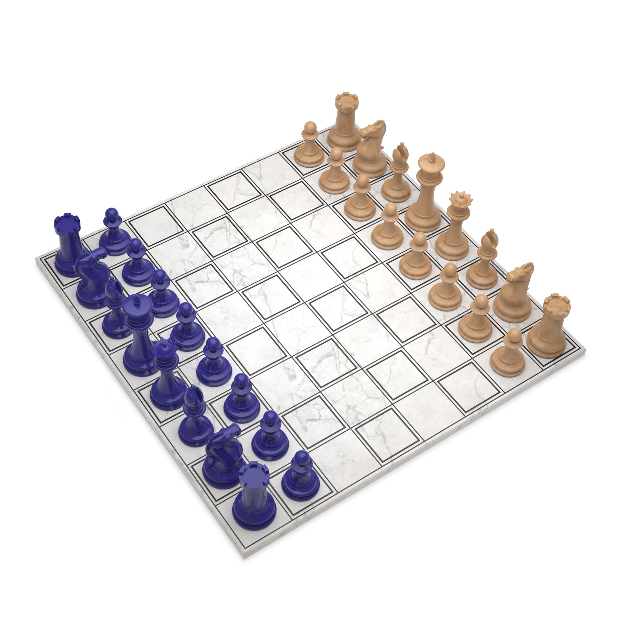 Neochess Wooden Series: Blue vs. Light Wood - Luxury Chess Set