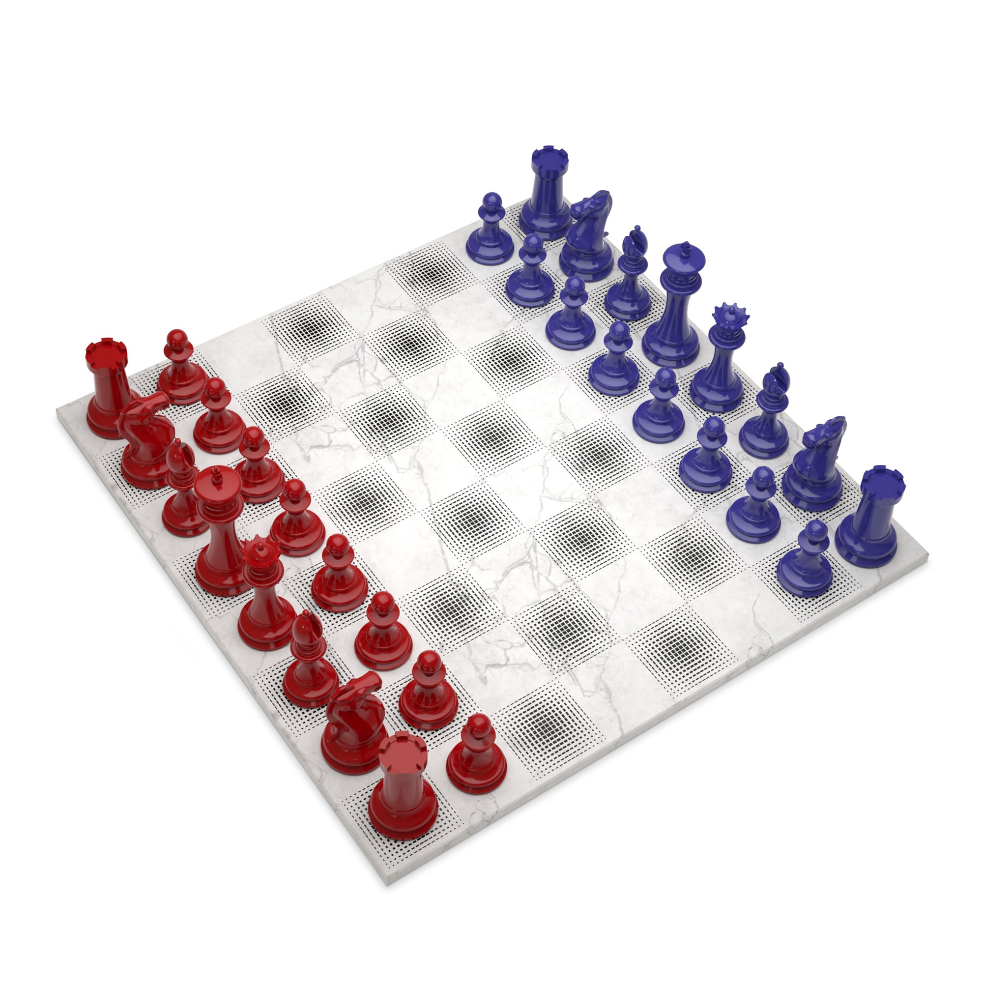 Neochess Wooden Series: Blue vs. Red - Luxury Chess Set