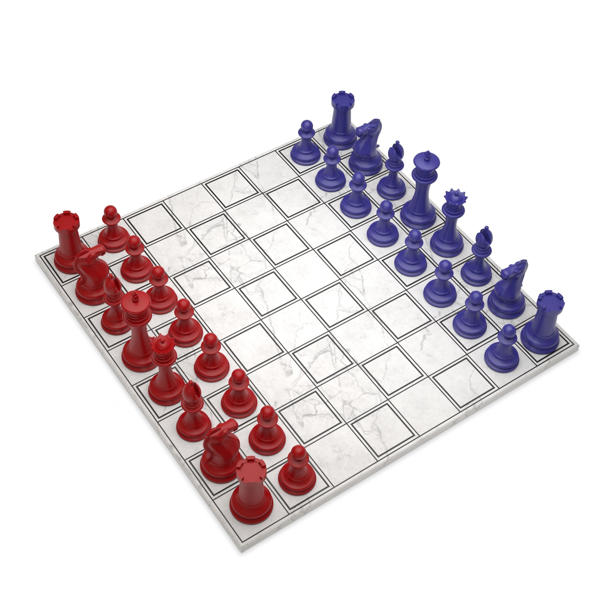 Neochess Steel Series: Blue vs. Red - Luxury Chess Set