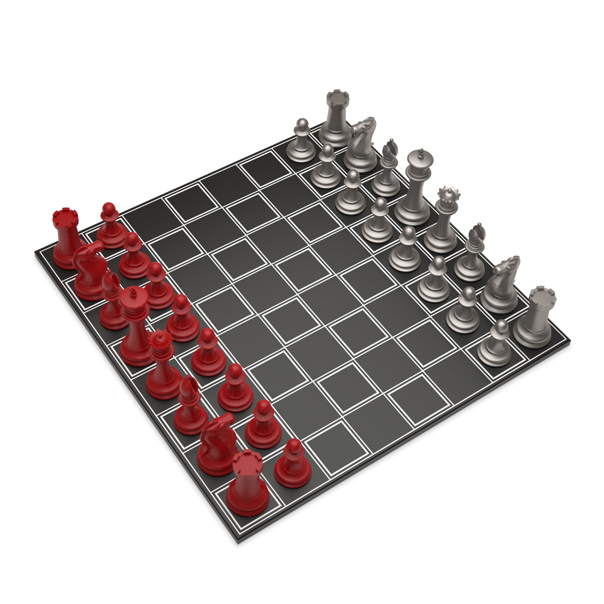 Neochess Steel Series: Red vs. Silver - Luxury Chess Set